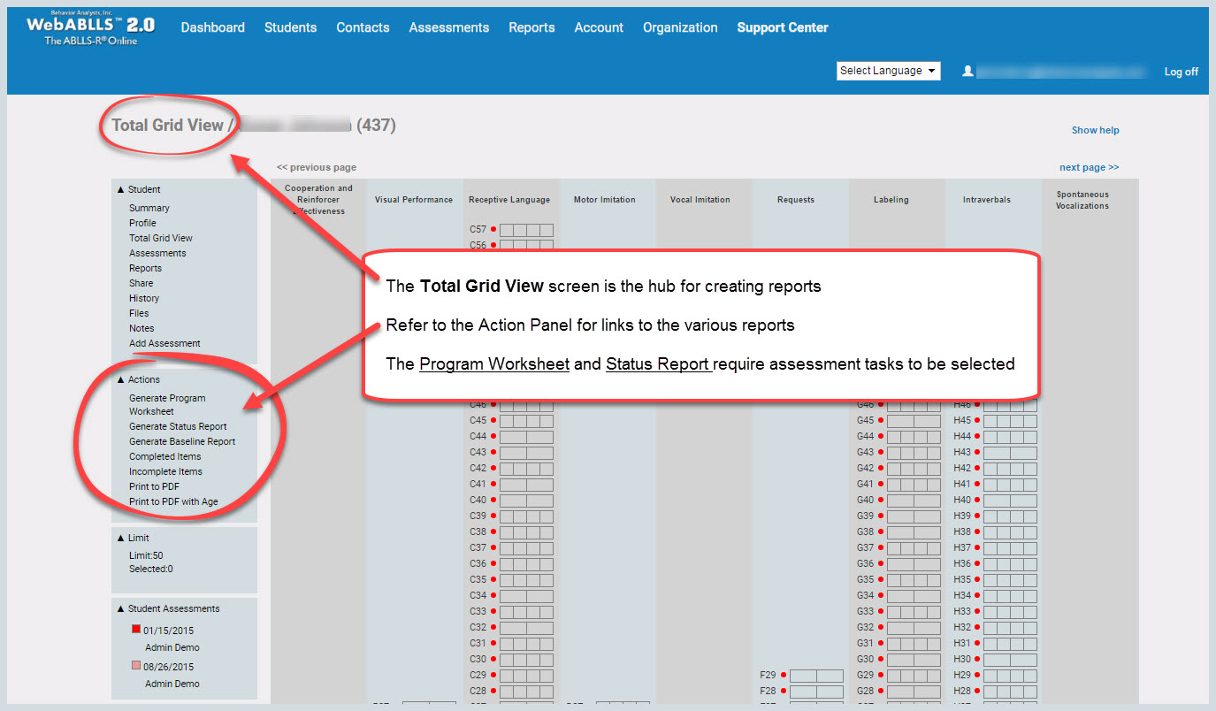 WebABLLS Support Center